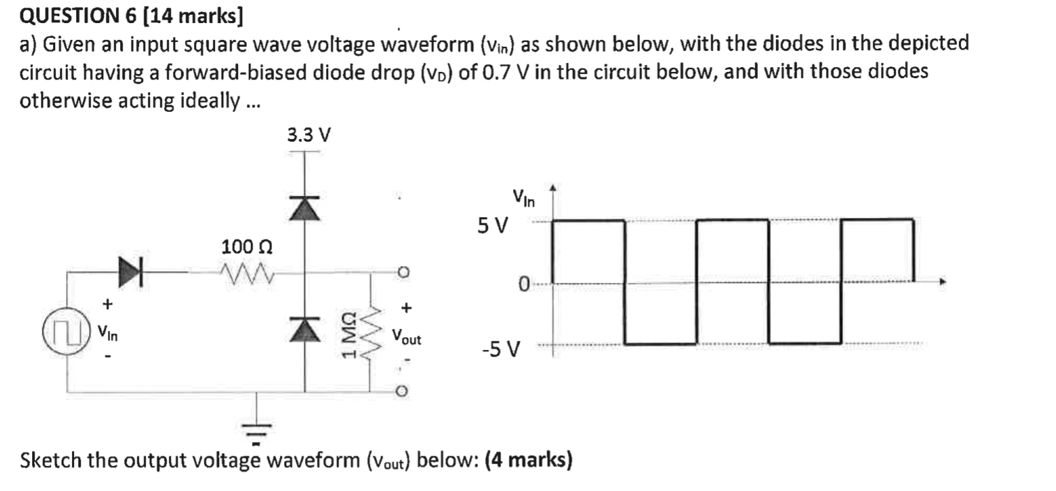 Solved QUESTION 6 (14 marks] a) Given an input square wave | Chegg.com