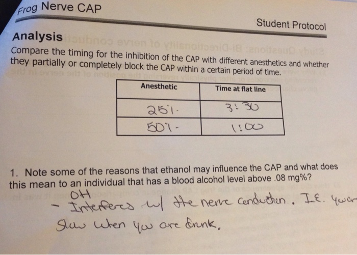 Solved nog Nerve CAP Student Protocol Analysis Compare the | Chegg.com