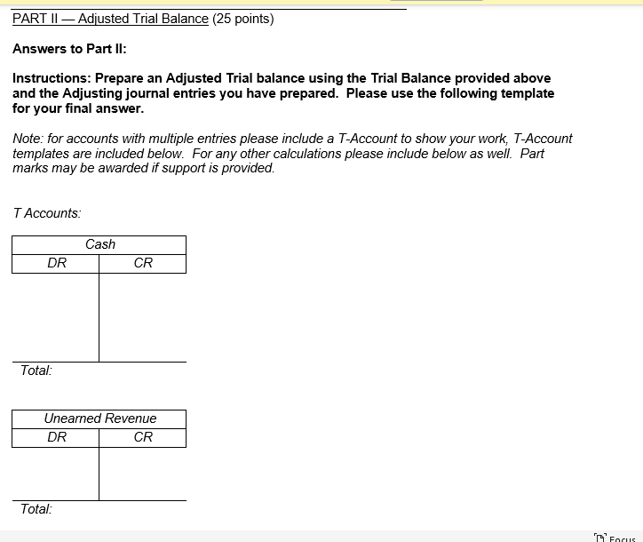 Solved Unadiusted Trial Balance: Answers to Part II: | Chegg.com