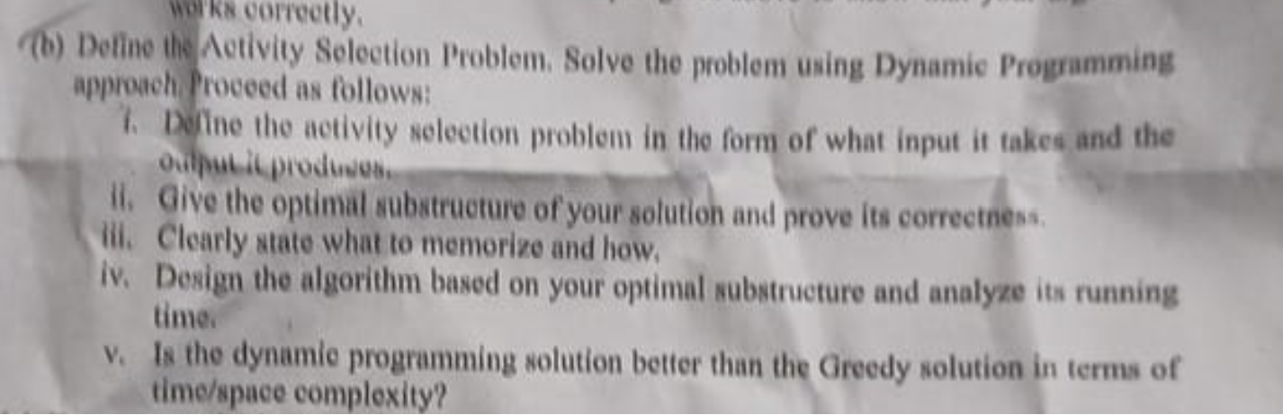 Solved Works correotly,(b) ﻿Deline thi Activity Solection | Chegg.com