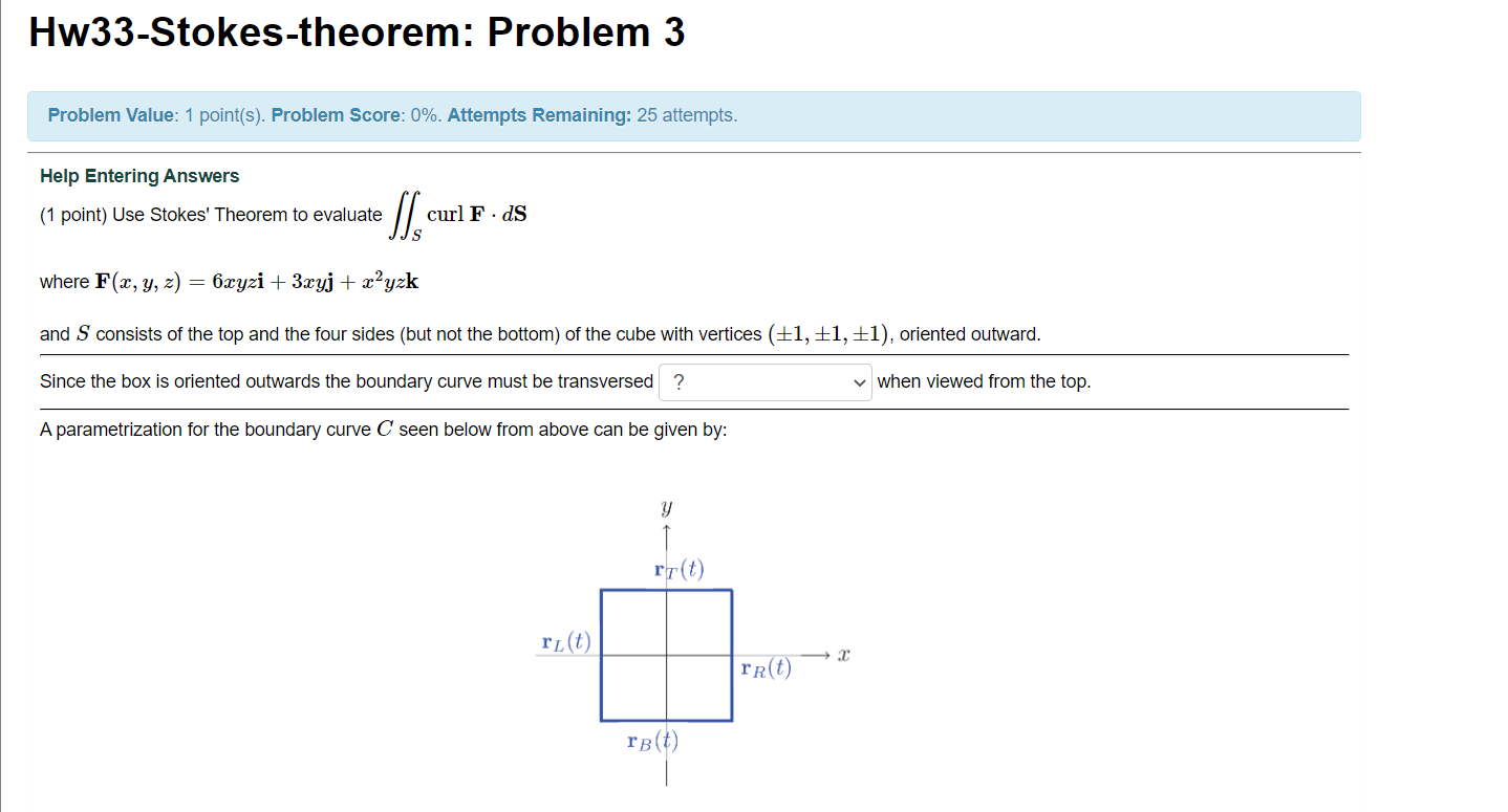 Solved Hw33-Stokes-theorem: Problem 3 Problem Value: 1 | Chegg.com