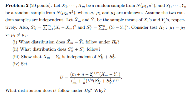 Solved Problem 2 (20 points). Let X1,..., Xm be a random | Chegg.com Solved Problem 2 (20 points). Let X1,..., Xm be a random | Chegg.com