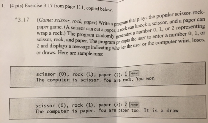 Solved (Game: scissor, rock, paper) Write a program that | Chegg.com