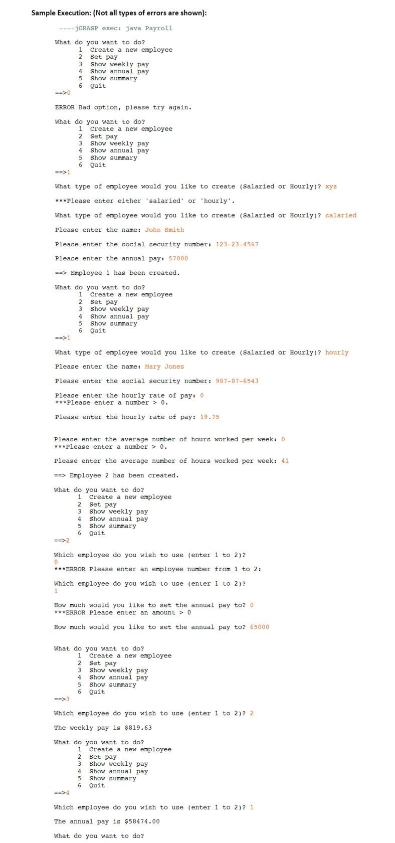 Solved The assignment is to write a Class Payroll that uses | Chegg.com