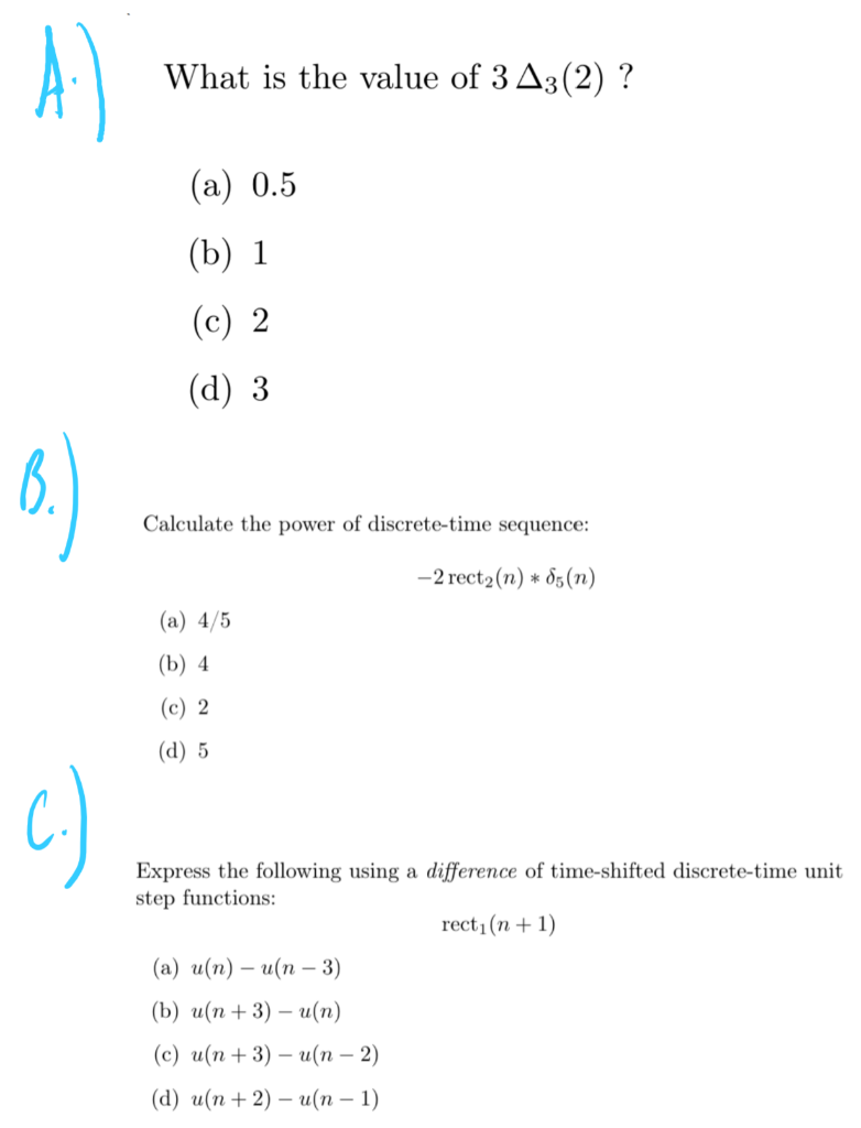 Solved What is the value of 3 A3(2) ? (a) 0.5 (b) 1 (c) 2 | Chegg.com