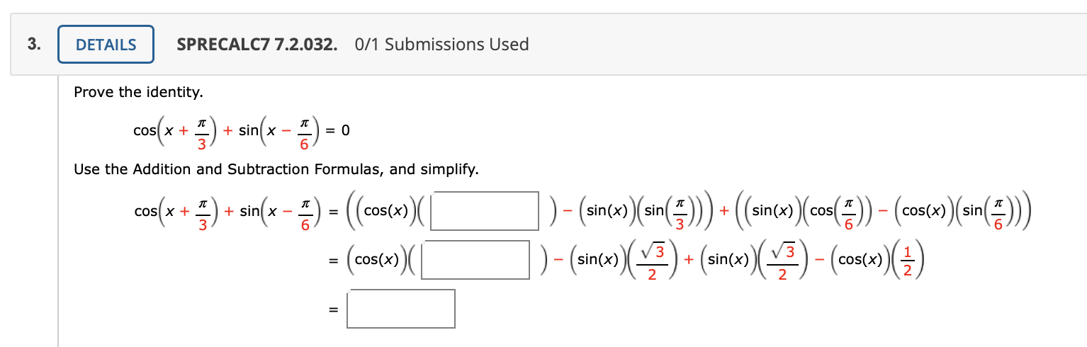 Solved 3. DETAILS SPRECALC7 7.2.032. 0/1 Submissions Used | Chegg.com