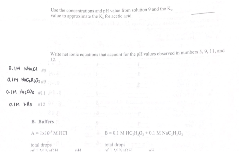 Solved Please help me on an acid and bases lab! In lab we | Chegg.com