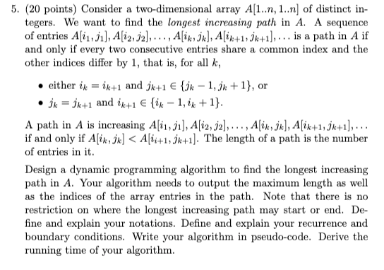 Solved (20 ﻿points) ﻿Consider a two-dimensional array | Chegg.com