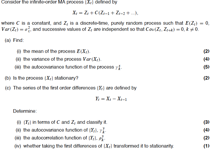 Solved Consider the infinite-order MA process (X1} defined | Chegg.com