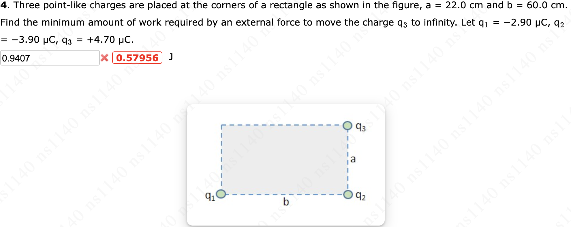 Solved 4. Three point-like charges are placed at the corners | Chegg.com