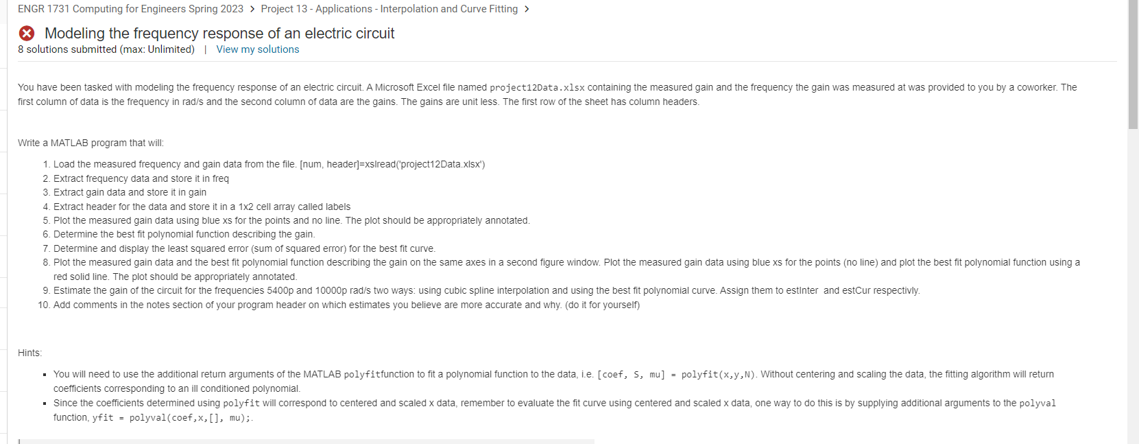 Solved ENGR 1731 Computing for Engineers Spring 2023 | Chegg.com