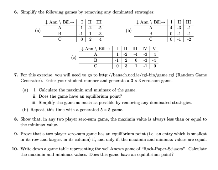 (a) 1. Here are some game tables. Identify any | Chegg.com