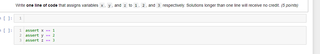Solved Write one line of code that assigns variables x, y, | Chegg.com