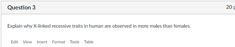 Solved Question 3 20 F Explain why X-linked recessive traits | Chegg.com