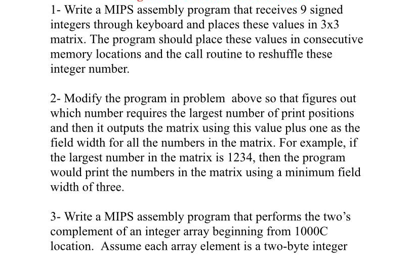 1- Write a MIPS assembly program that receives 9 | Chegg.com