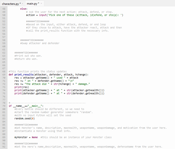 Solved Monster Battle In this lab we will create a battle | Chegg.com