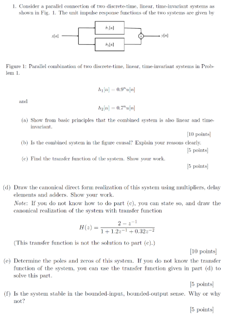 1. Consider a parallel connection of two | Chegg.com