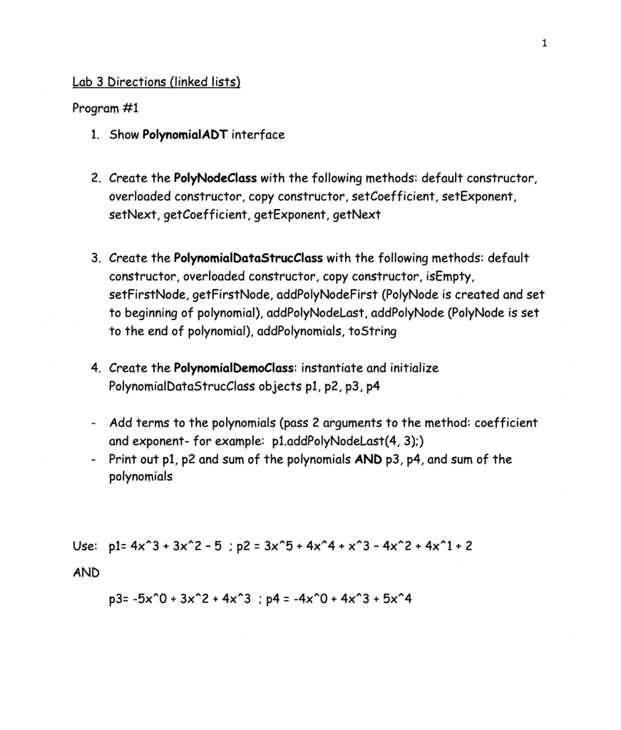 1. A polynomial can be represented as a linked list, | Chegg.com