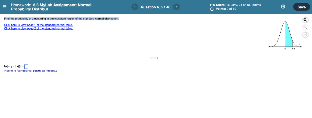Solved = Homework: 3.3 MyLab Assignment: Normal Probability | Chegg.com