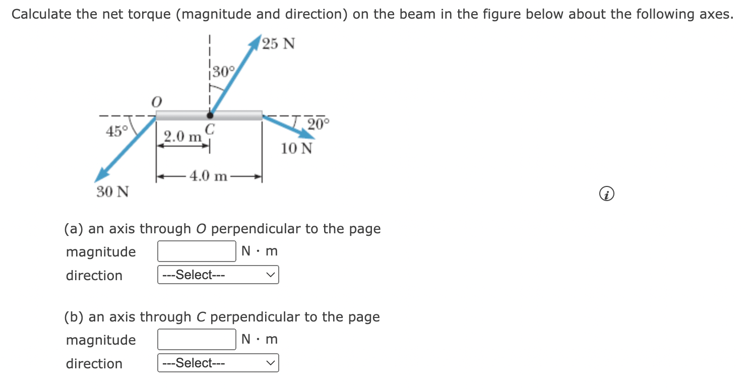 Solved alculate the net torque (magnitude and direction) on | Chegg.com