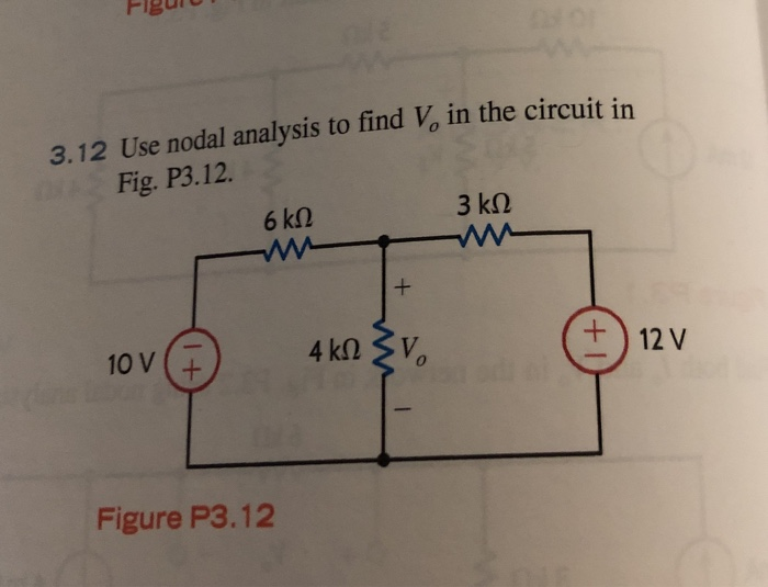Solved Figu 3.12 Use nodal analysis to find Vo in the | Chegg.com
