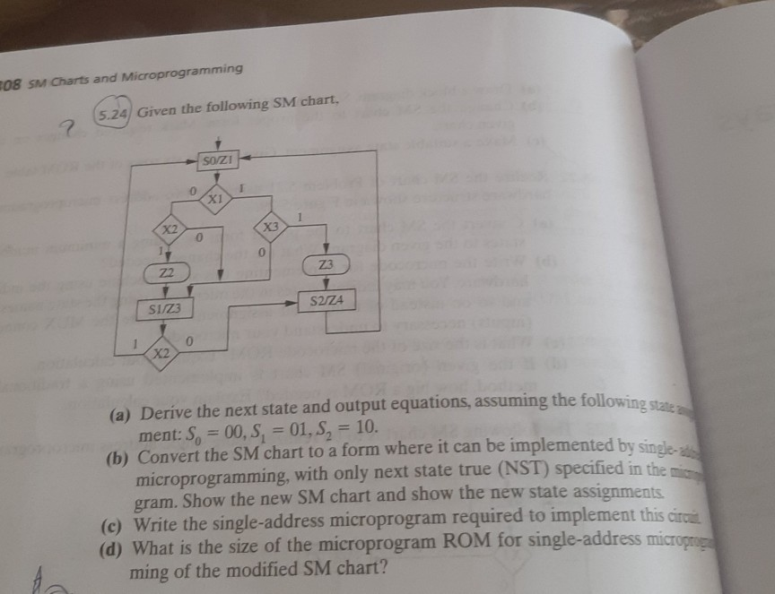 Solved 08 SM Charts and Microprogramming 5.24 Given the | Chegg.com
