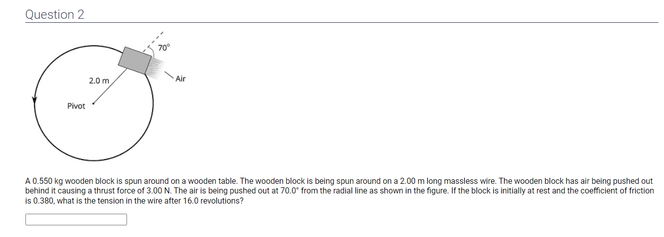 Solved Question 2A 0.550kg ﻿wooden block is spun around on a | Chegg.com