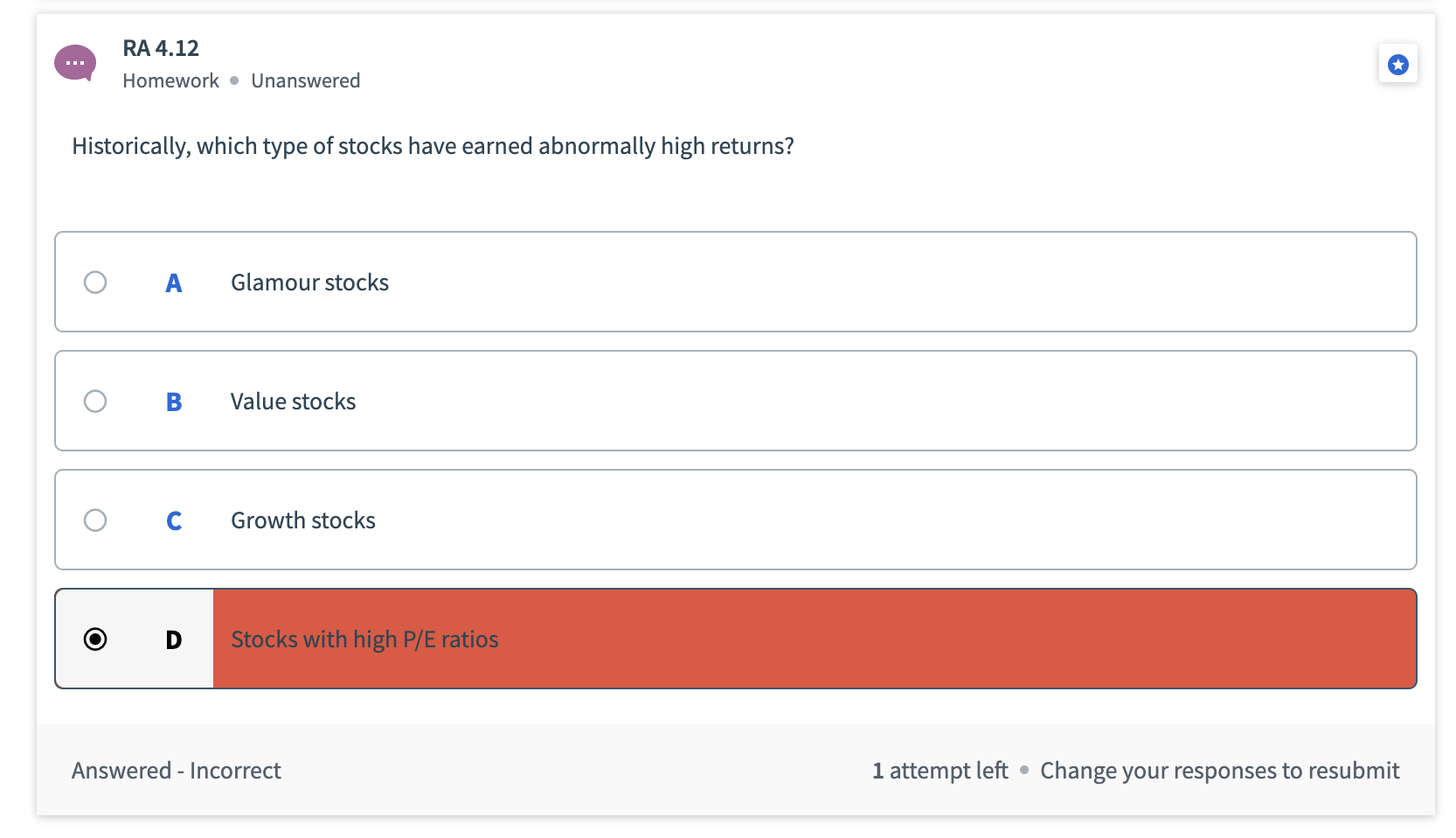 Solved RA 4.12 Homework. Unanswered Historically, which type | Chegg.com