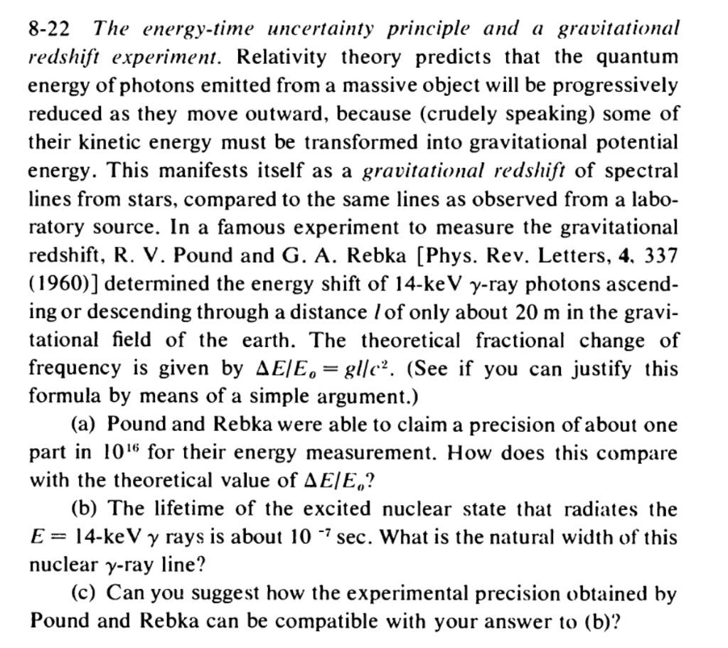 8-22 The energy-time uncertainty principle and a | Chegg.com