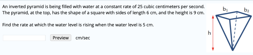 Solved An inverted pyramid is being filled with water at a | Chegg.com