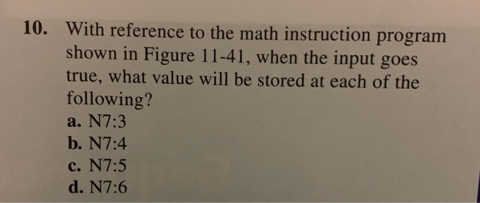Solved 10. With reference to the math instruction program | Chegg.com