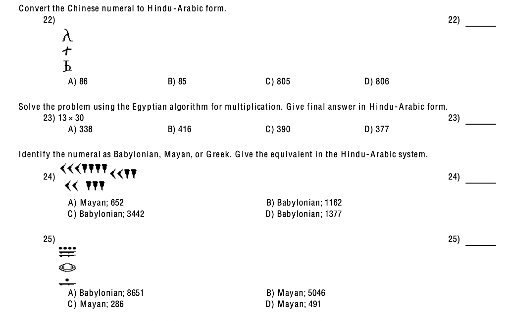 Solved Convert the Chinese numeral to Hindu-Arabic form. 22) | Chegg.com