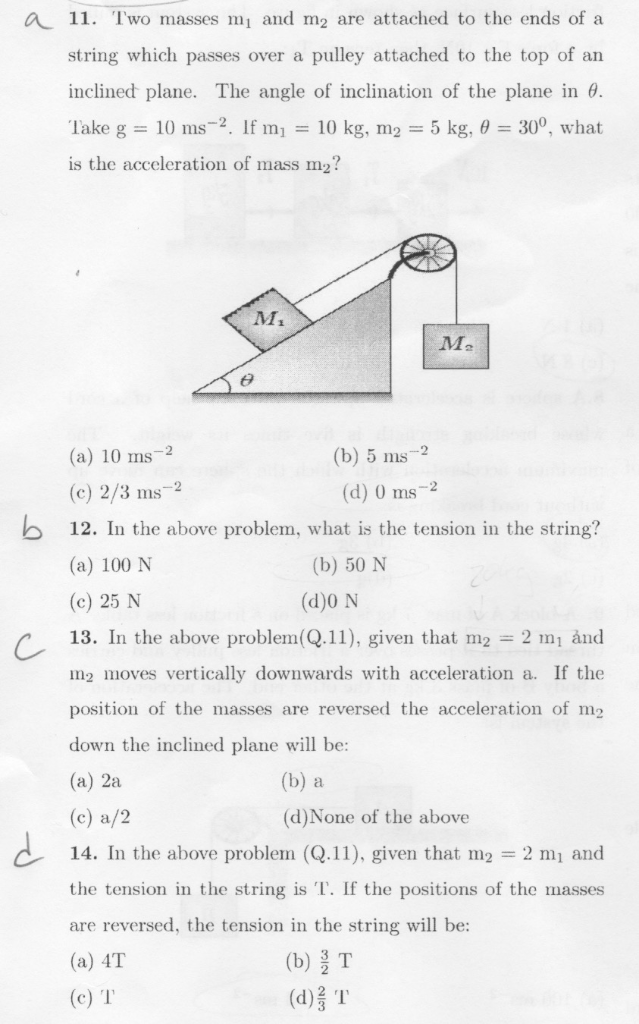Solved Part a) Two masses and M1 and M2 are attached to | Chegg.com