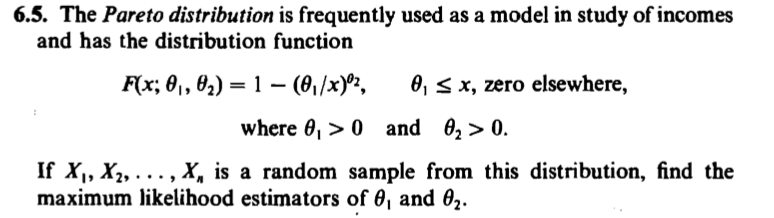 Solved 6.5. The Pareto distribution is frequently used as a | Chegg.com