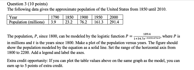 Solved Question 3 (10 points) The following data gives the | Chegg.com