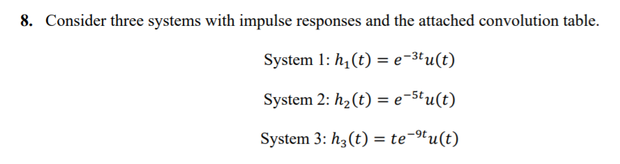 Solved 8. Consider three systems with impulse responses and | Chegg.com