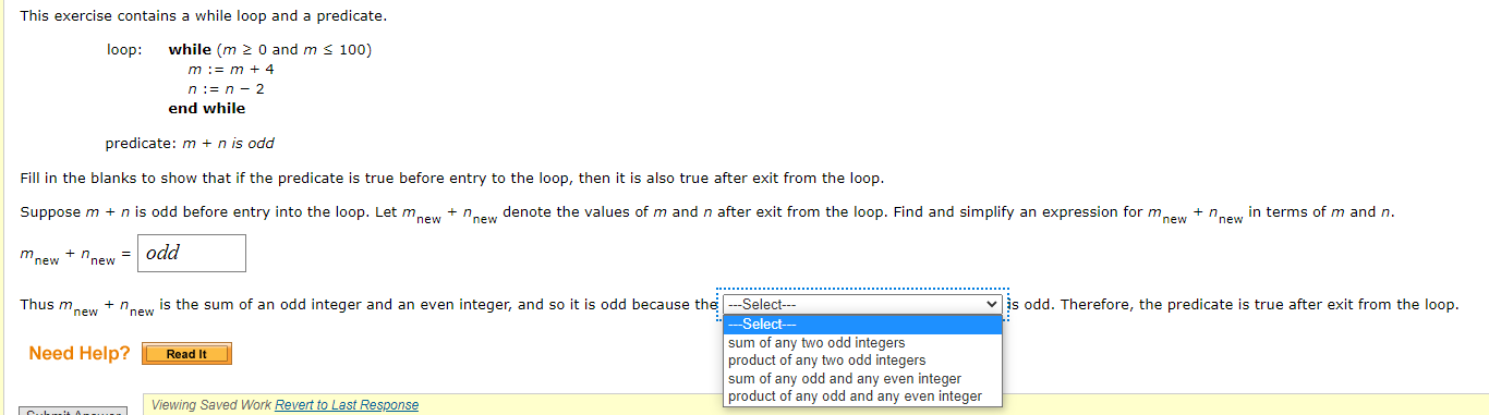 Solved This exercise contains a while loop and a predicate. | Chegg.com