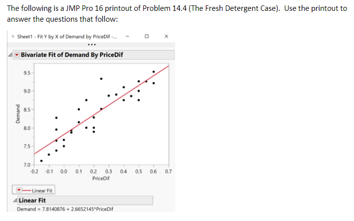 Solved The following is a JMP Pro 16 printout of Problem | Chegg.com