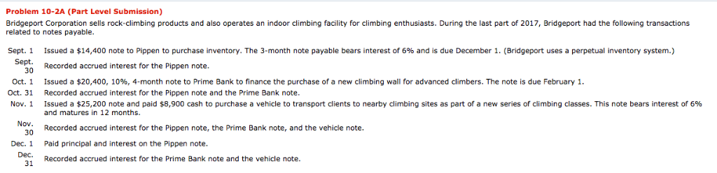 Solved Problem 10-2A (Part Level Submission) Bridgeport | Chegg.com