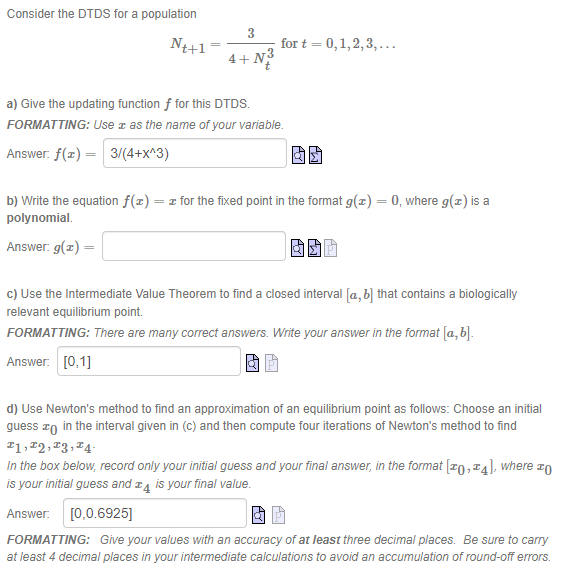Solved Consider the DTDS for a population 3 Nt+1 for | Chegg.com