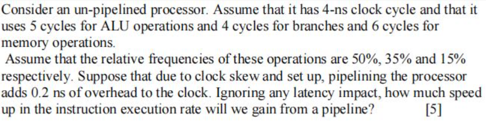 Solved Consider an un-pipelined processor. Assume that it | Chegg.com