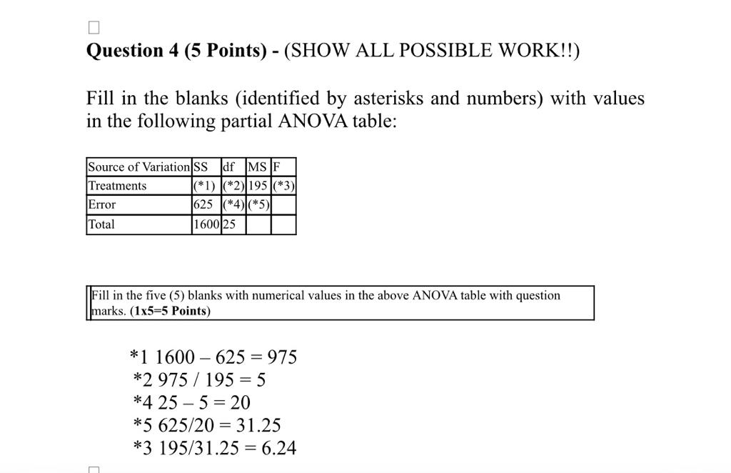 Solved Fill in the blanks (identified by asterisks and | Chegg.com