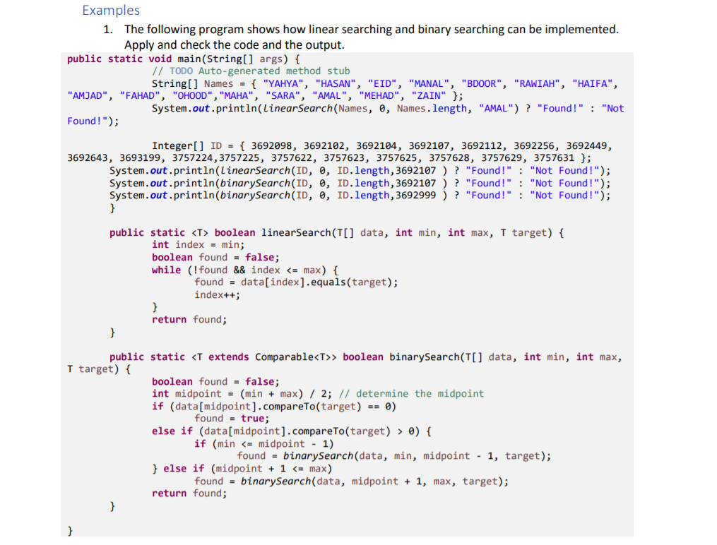Solved Examples 1. The following program shows how linear | Chegg.com
