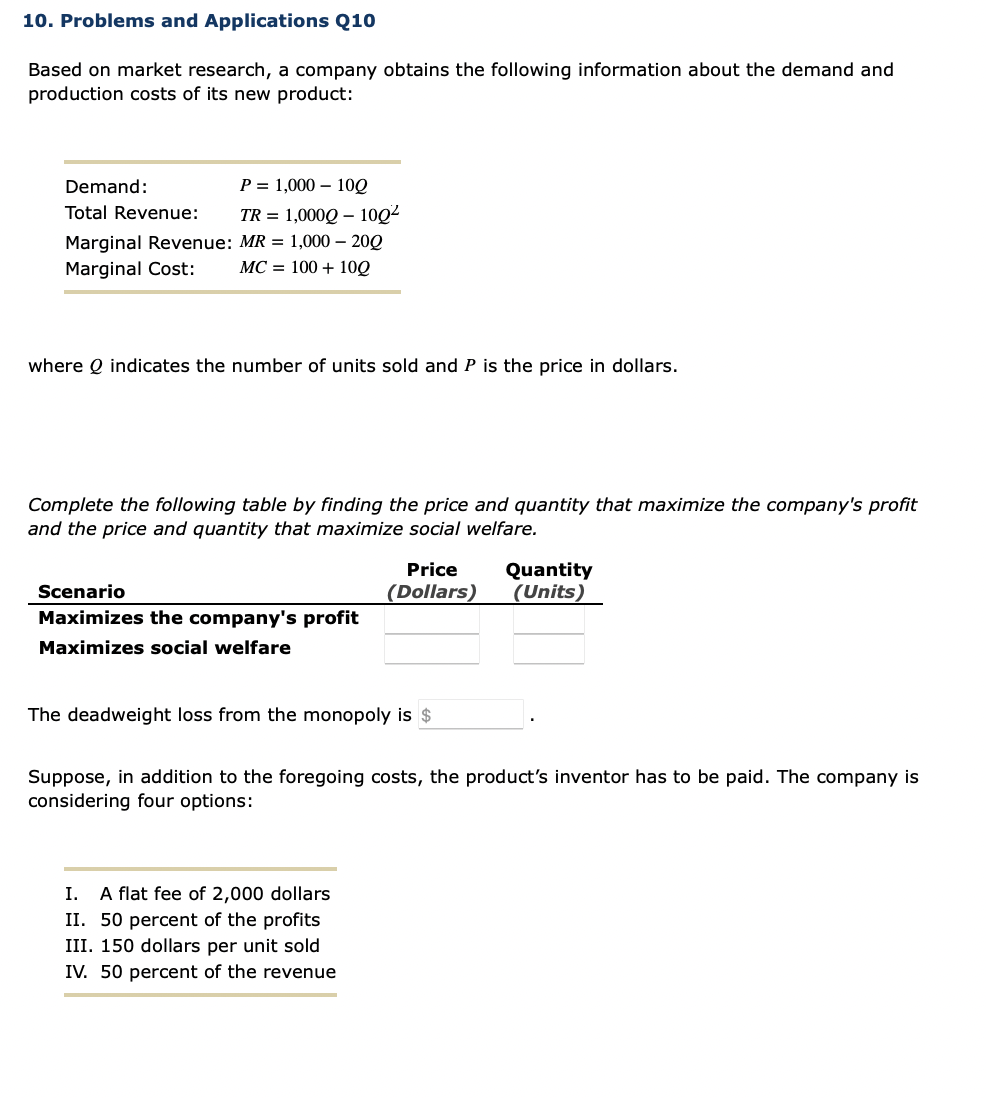 Solved 10. Problems and Applications Q10 Based on market | Chegg.com