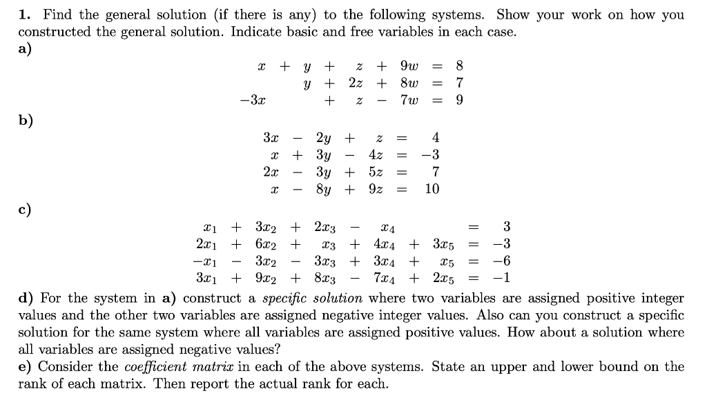 Solved 1. Find the general solution (if there is any) to the | Chegg.com