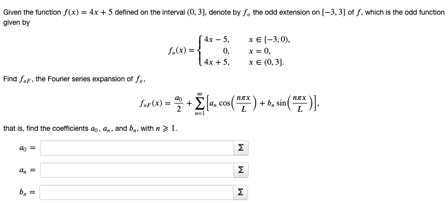 Solved Given the function f(x)=4x+5 defined on the interval | Chegg.com