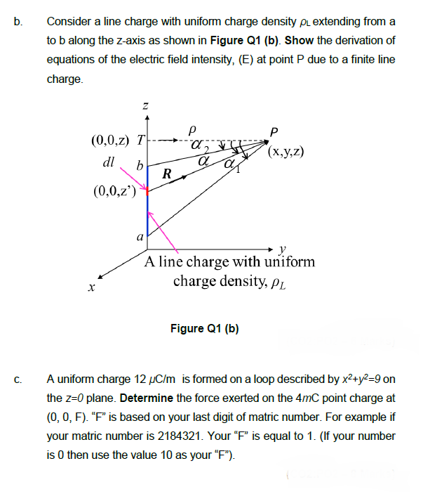 Solved b. Consider a line charge with uniform charge density | Chegg.com