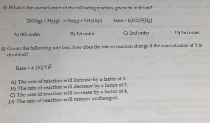Solved 3) What is the overall order of the following | Chegg.com