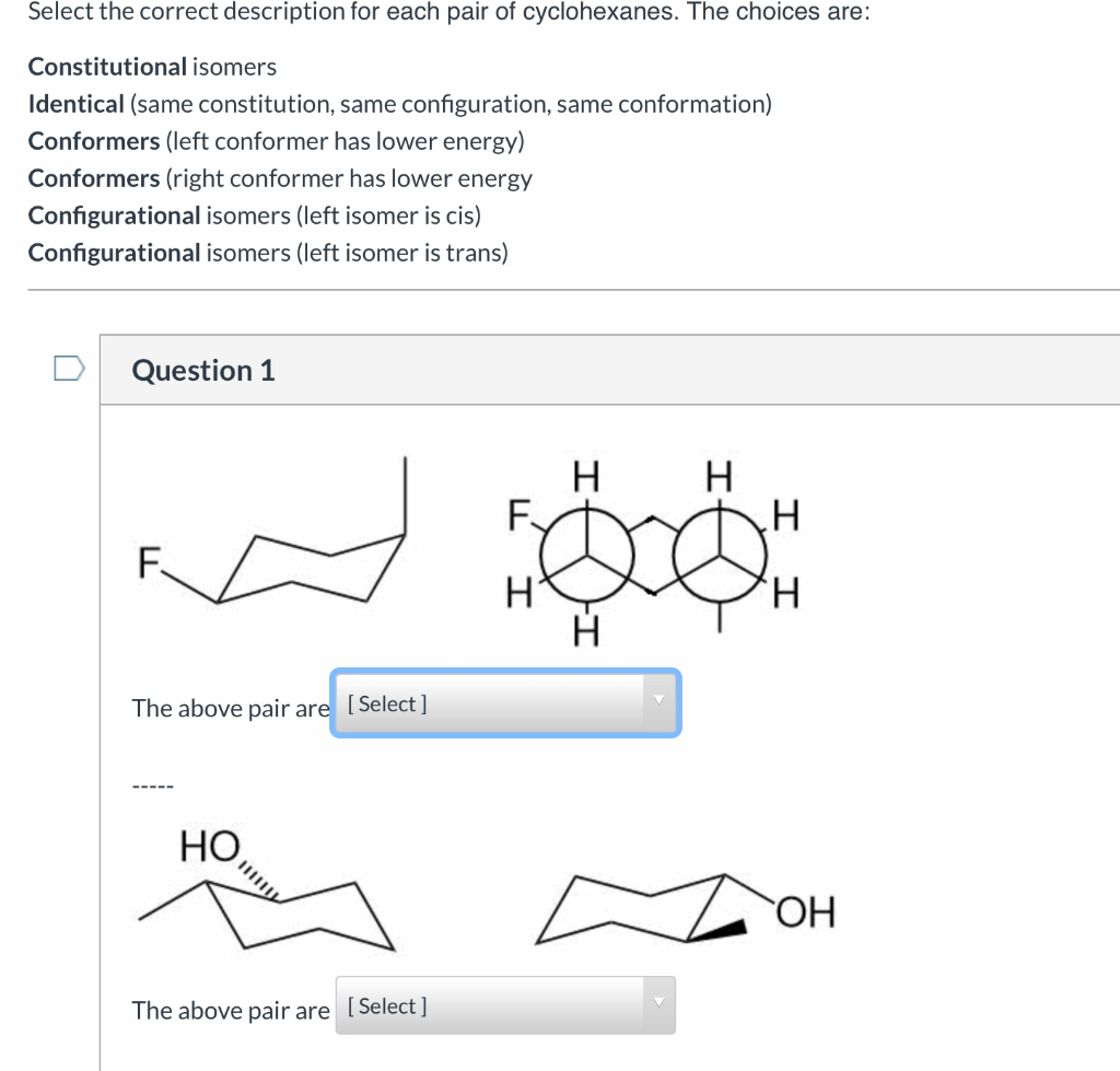 Solved Select the correct description for each pair of | Chegg.com
