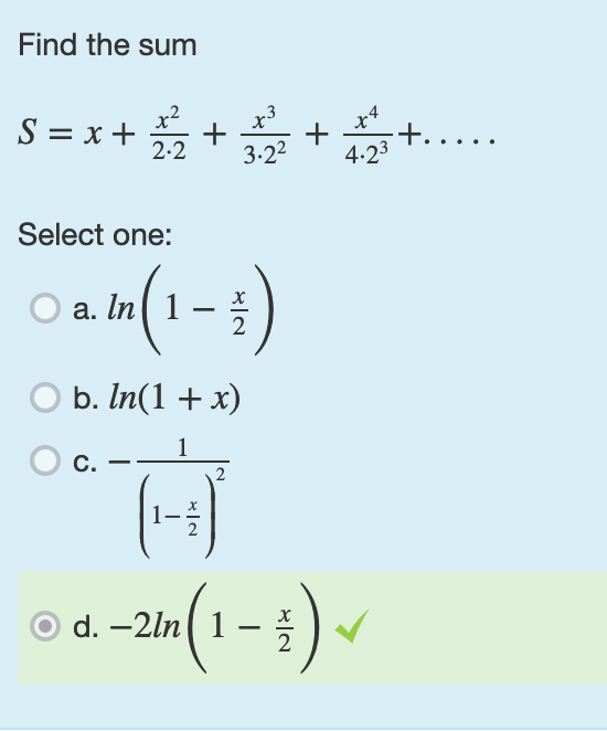 Solved d. -2ln(1-x2) | Chegg.com